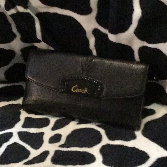 Coach | Bags | Coach Wallet With Checkbook Inside With Gold Coach Logo ...